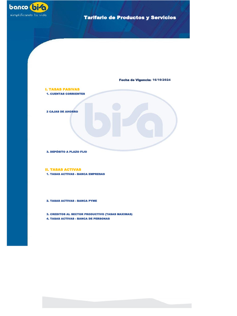 Tarifario de Productos y Servicios (16.10.24) | PDF | Tarjeta de crédito | Bancos