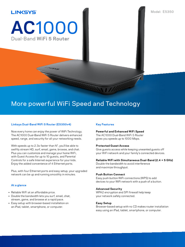 e5350-router-ac1000-datasheet-eng | PDF | Wi Fi | Ieee 802.11