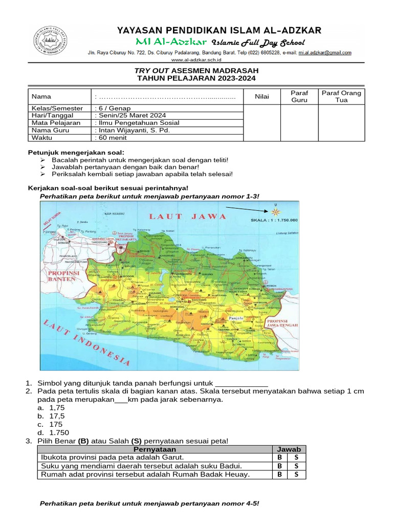 Soal Try Out SMT 2 Ips Kelas 6 Ta 2324 | PDF