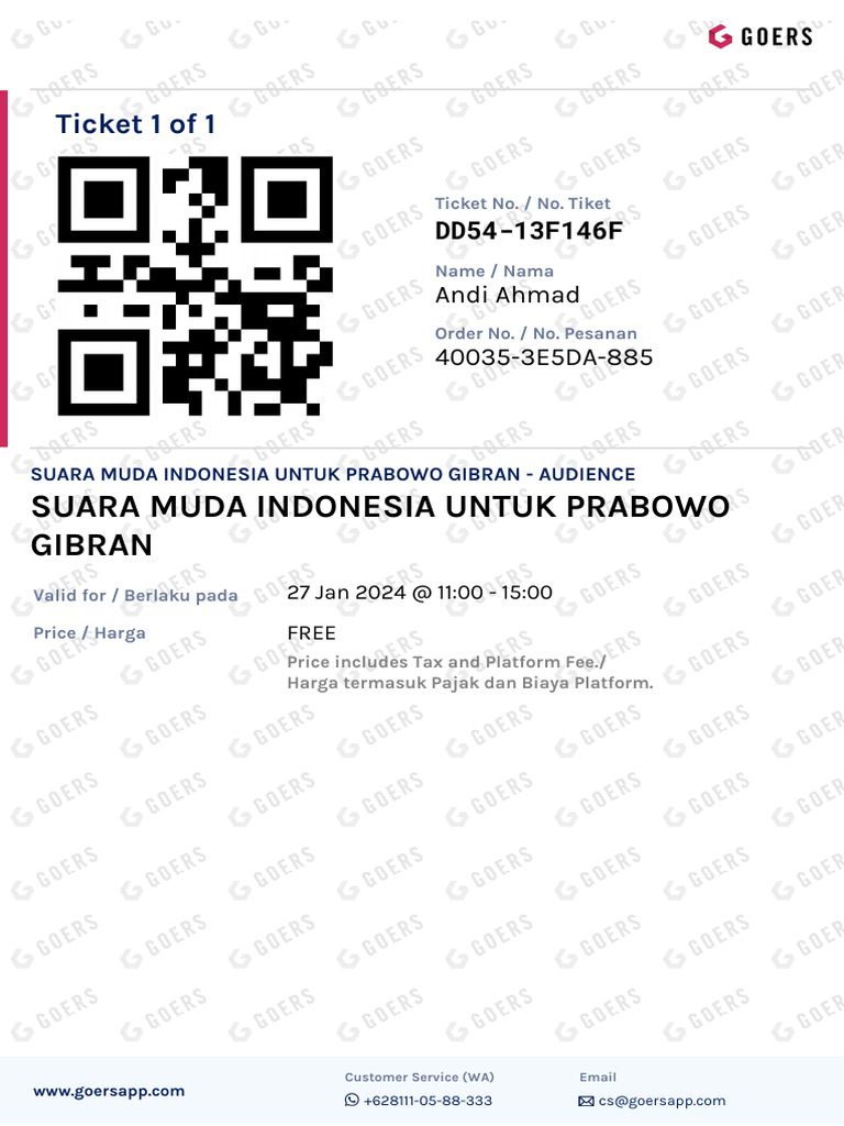 (Event Ticket) SUARA MUDA INDONESIA UNTUK PRABOWO GIBRAN - SUARA MUDA INDONESIA UNTUK PRABOWO ...