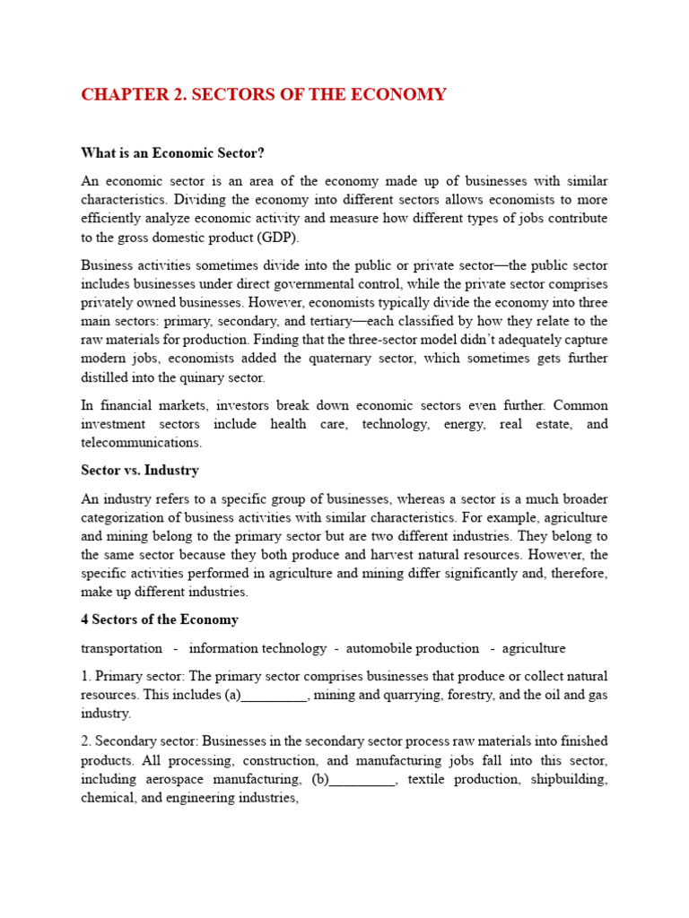 Chapter 2. Lesson 1 Sectors of Economy | PDF | Economies | Economics