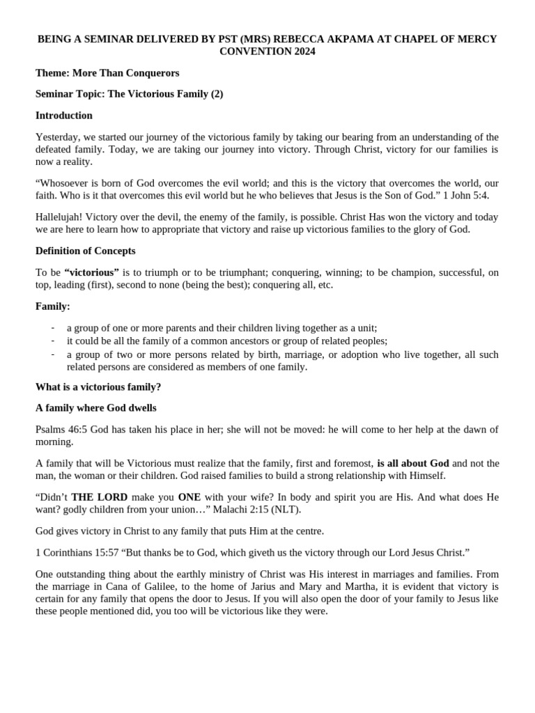 Victorious Family: Principles for Success | PDF | Jesus | Disciple ...