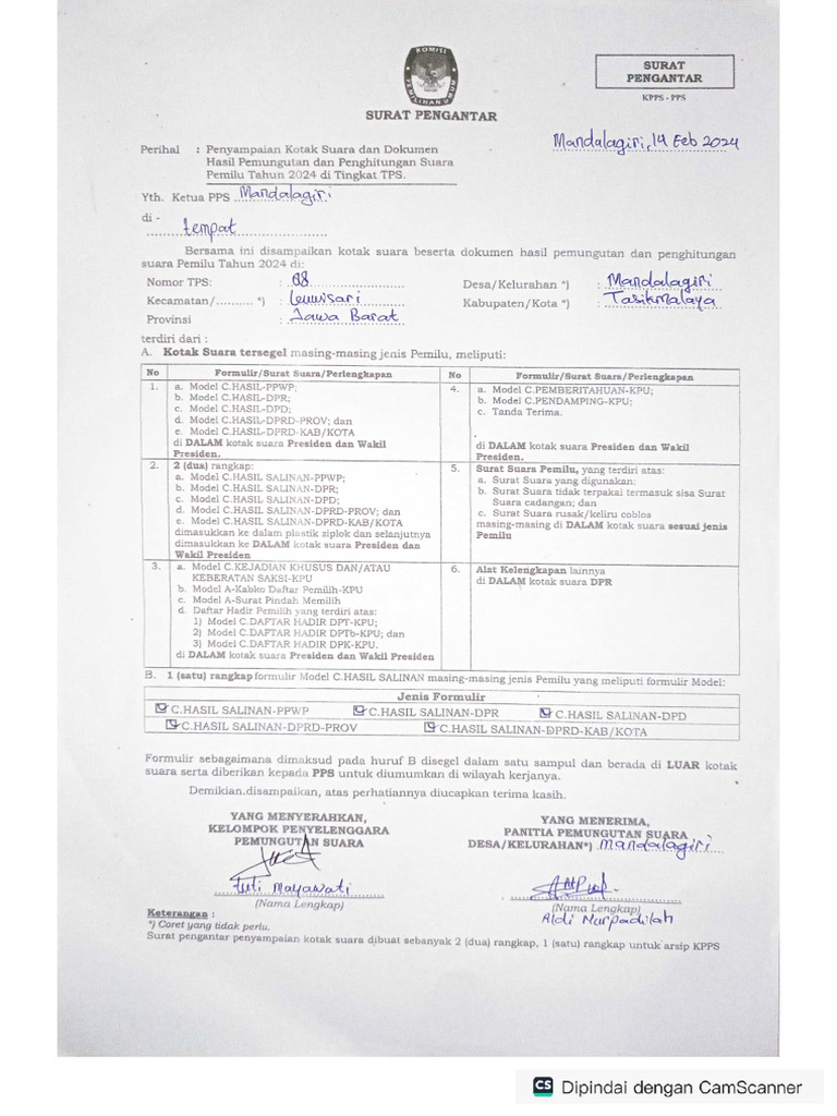 TPS 08 - Surat Pengantar | PDF