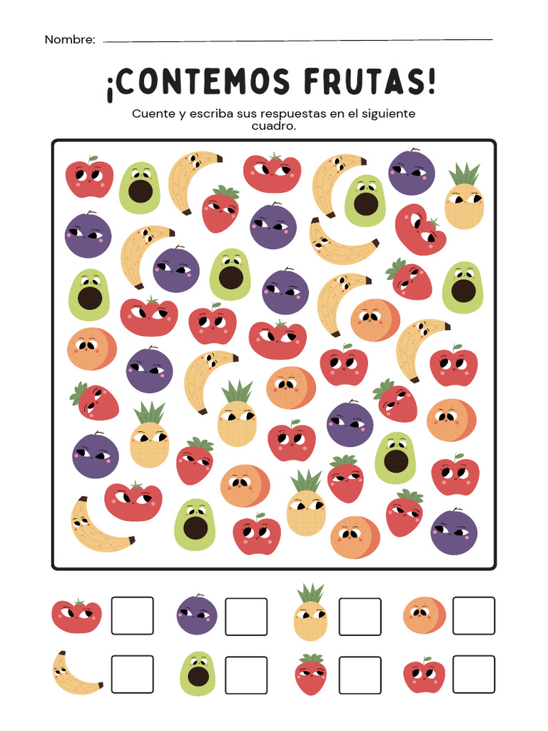 Contar y Escribir Frutas: Actividad Infantil | PDF | Artes del Lenguaje ...