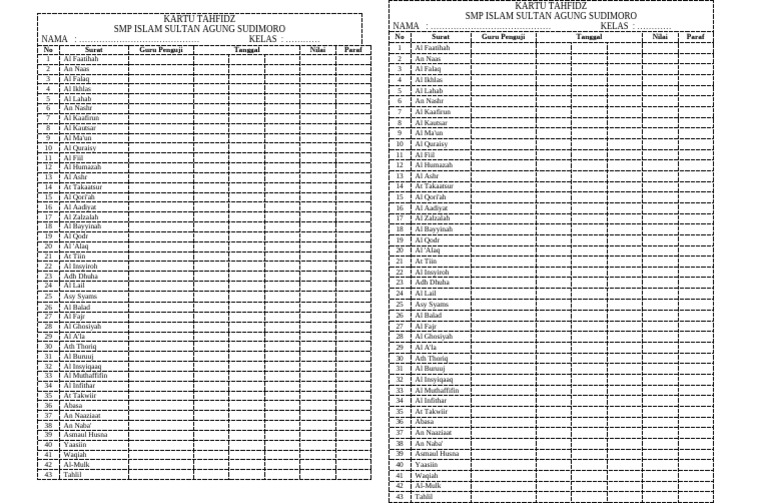 Kartu Tahfidz | PDF