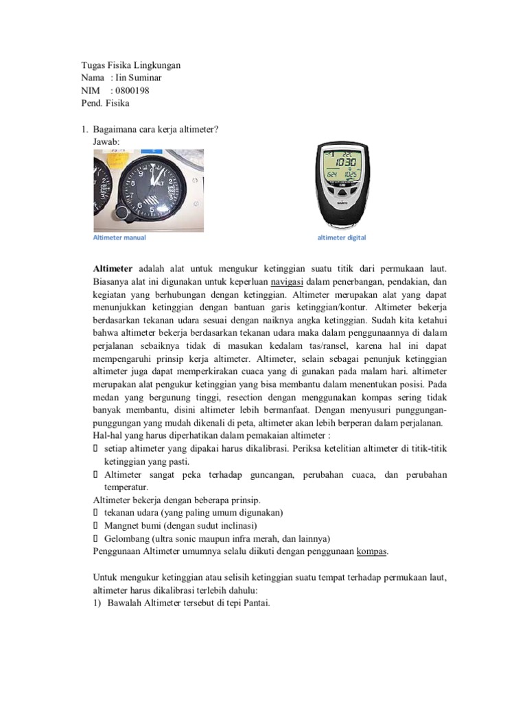 Cara Kerja Altimeter | PDF