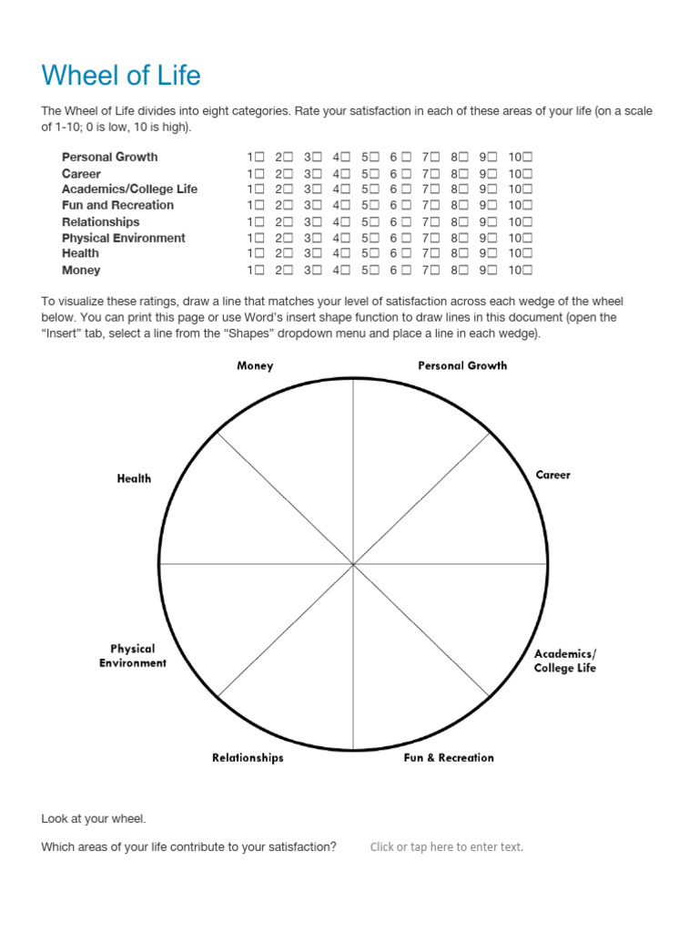 Wheel of Life | PDF | Self-Improvement