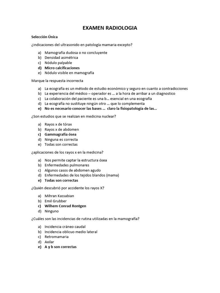 Examen Radiologia 1 | PDF | Mamografía | Ultrasonido médico