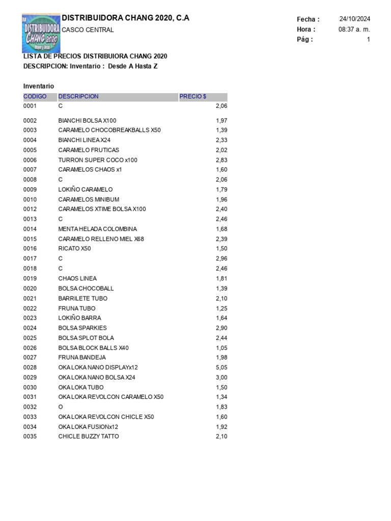 Lista 24-10-18 Scuento | PDF