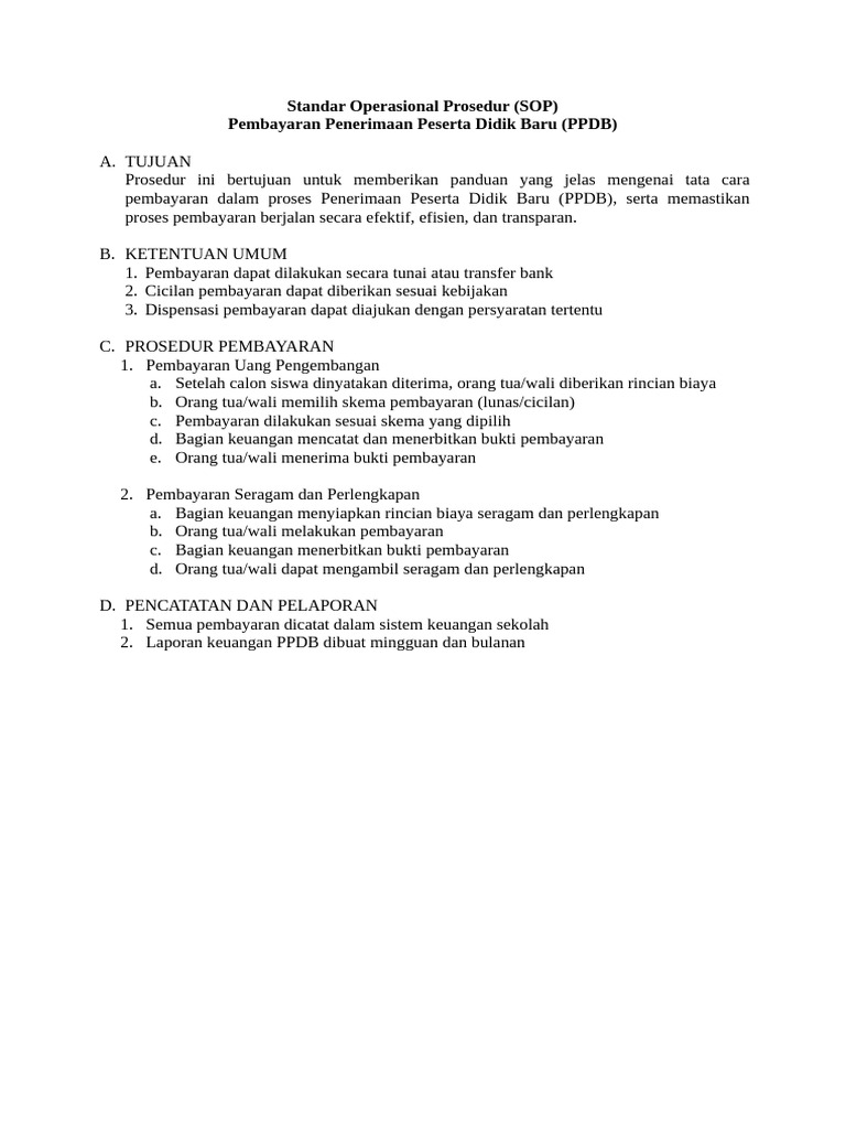 Sop Pembayaran PPDB SD | PDF | Karier & Perkembangan