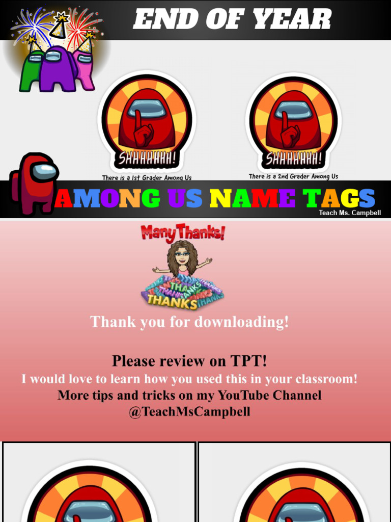 End-of-Year Among Us Name Tags | PDF | Language Arts & Discipline ...
