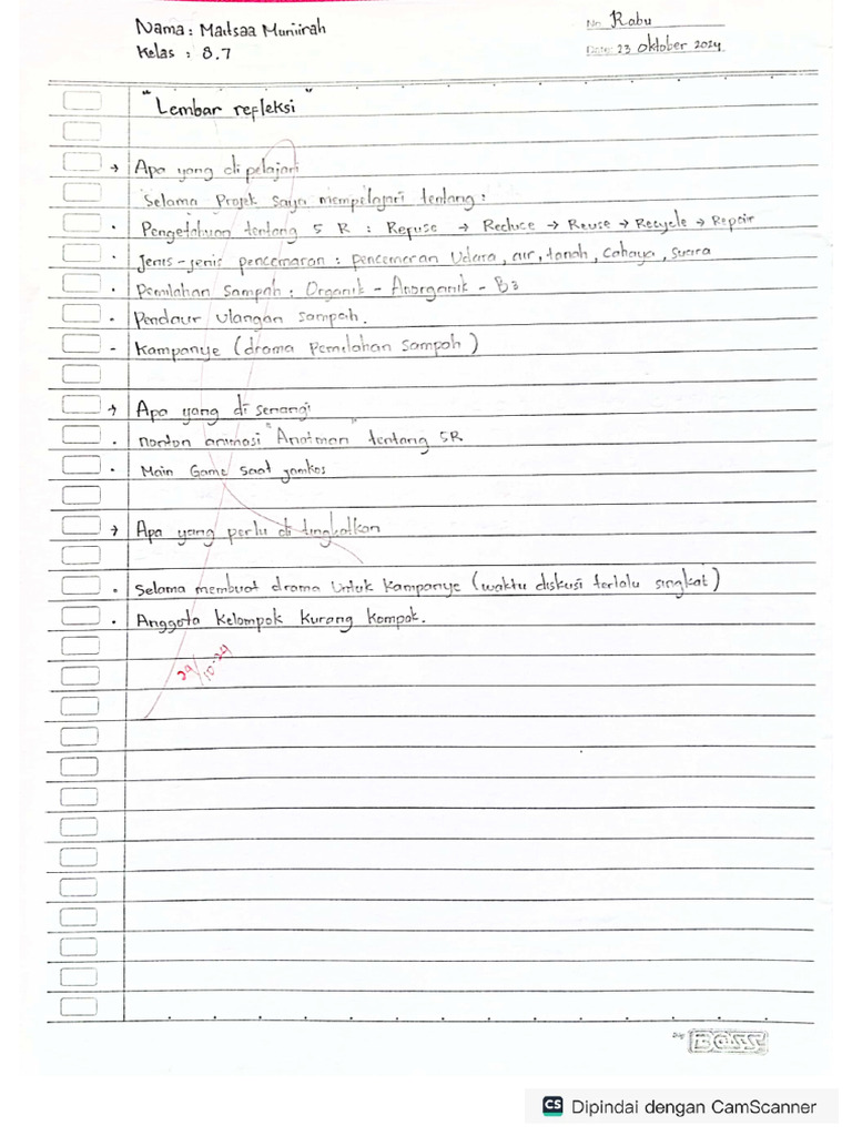 Lembar Refleksi P5 | PDF