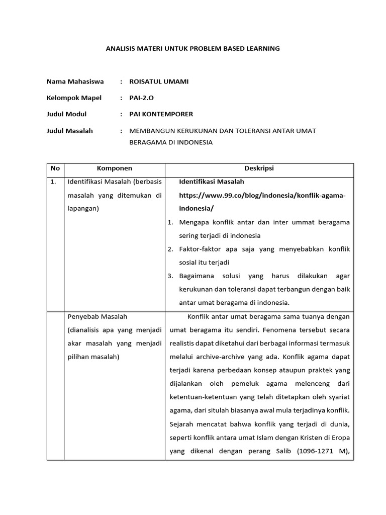 Tugas ANALISIS MATERI PBL | PDF