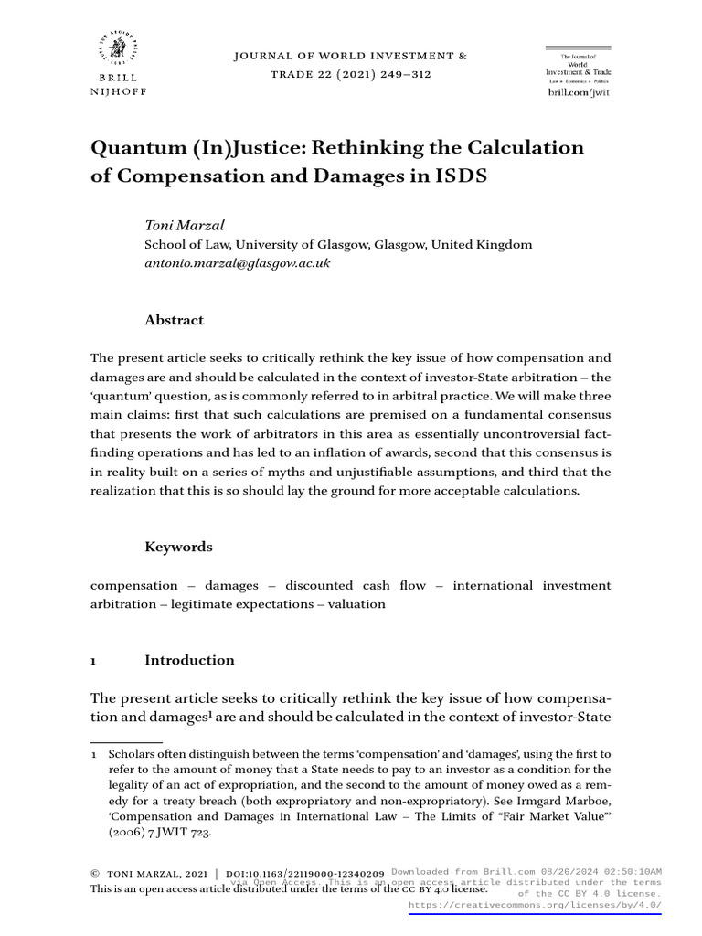 Jwit Article p249 - 4 | PDF | Damages | Treaty