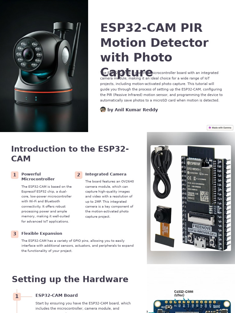 ESP32 CAM PIR Motion Detector With Photo Capture | PDF | Microcontroller | Camera