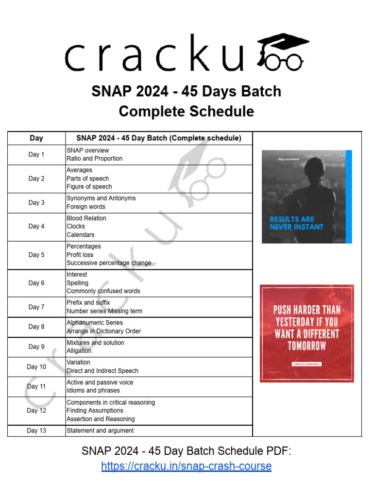 SNAP - 45 Day Batch Schedule | PDF | Verb | Equations