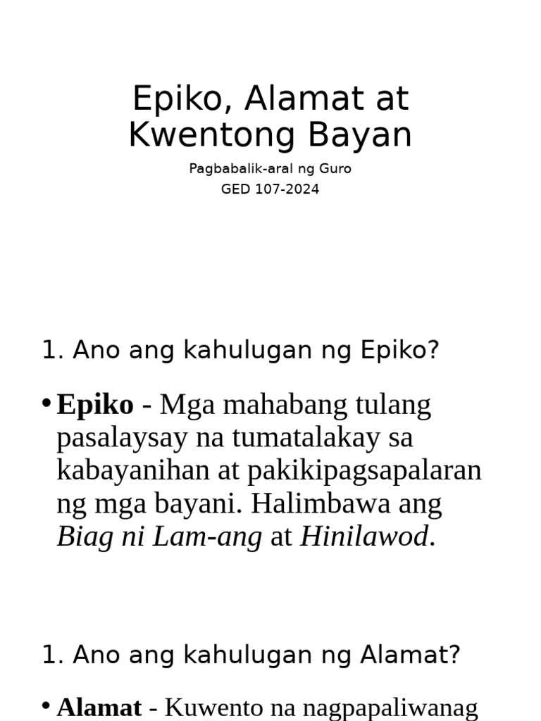Epiko 1 | PDF