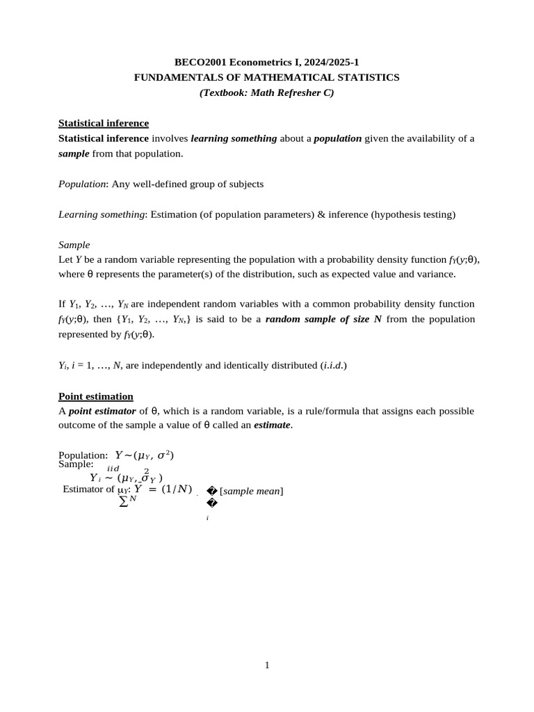 2A3. Review of Mathematical Statistics | PDF | Estimator | Bias Of An ...