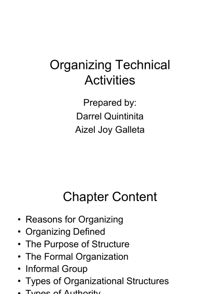 Organizing Technical Activities | PDF