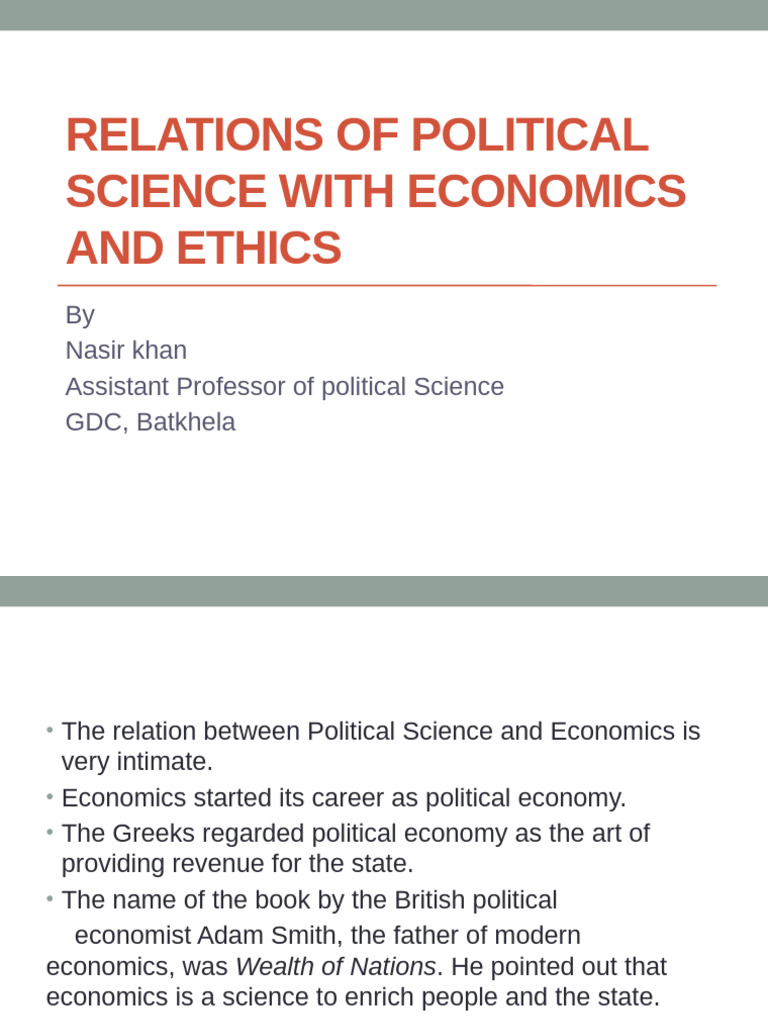 Relations of Political Science With Economics and Ethics | PDF ...