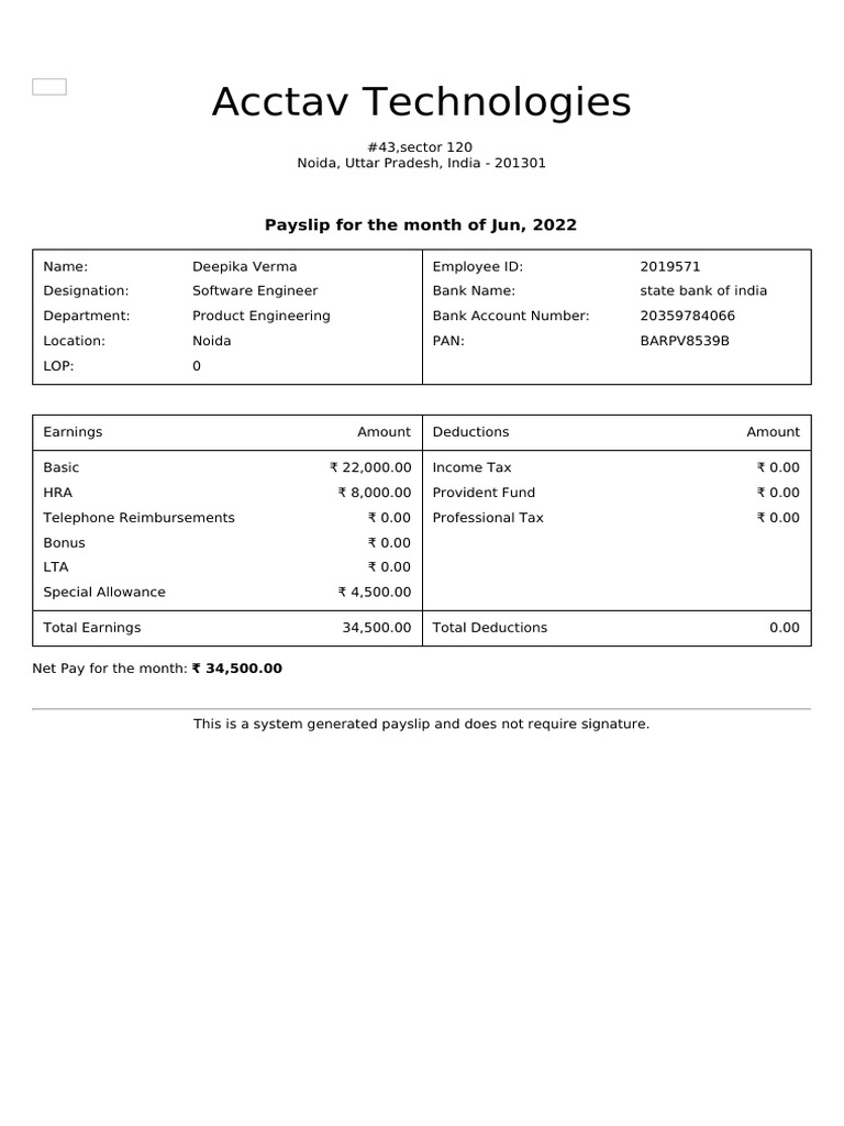 PaySlip_6_2022 (1) | PDF