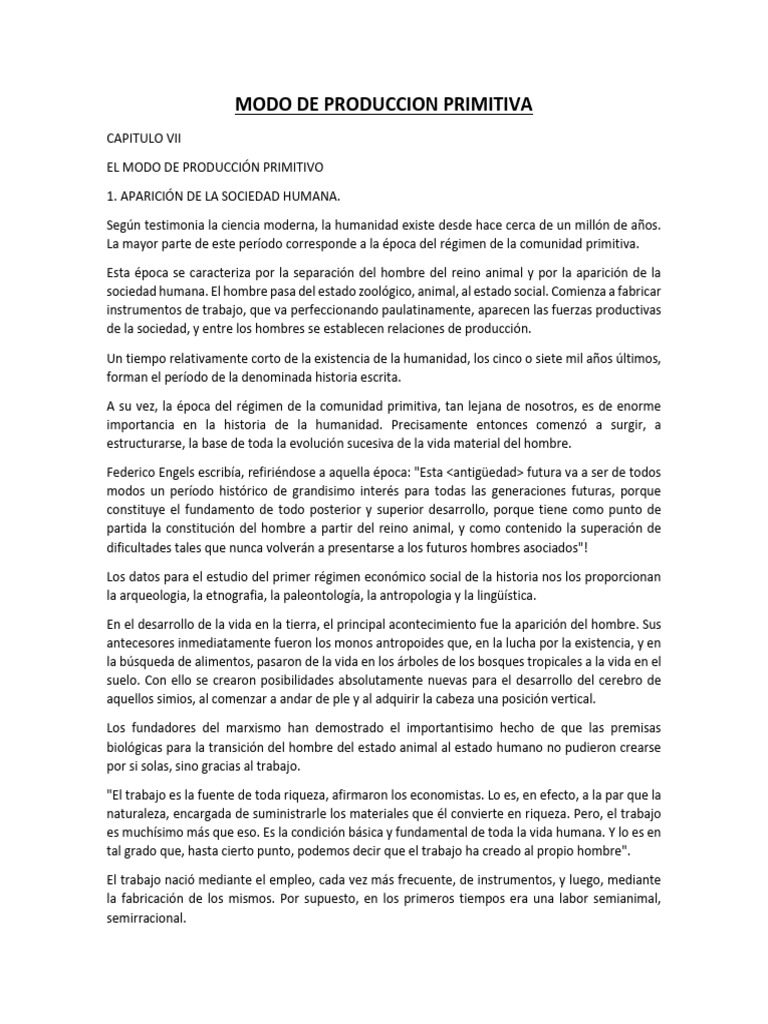 Modos de Produccion | PDF | Sociedad | Agricultura