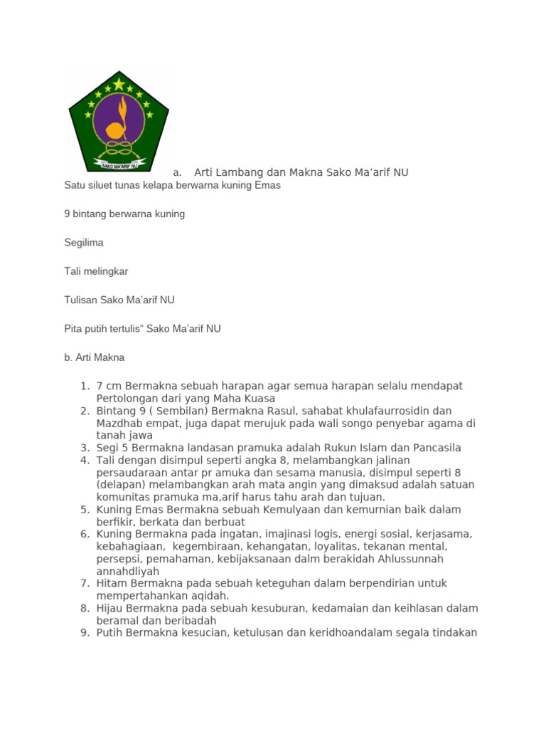 Makna Lambang Sako Ma'arif NU | PDF