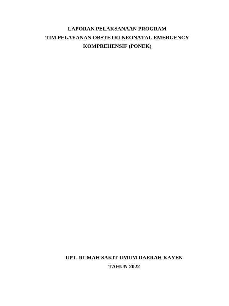 Laporan Evaluasi Proke Ponek Upt - Rsud Kayen | PDF