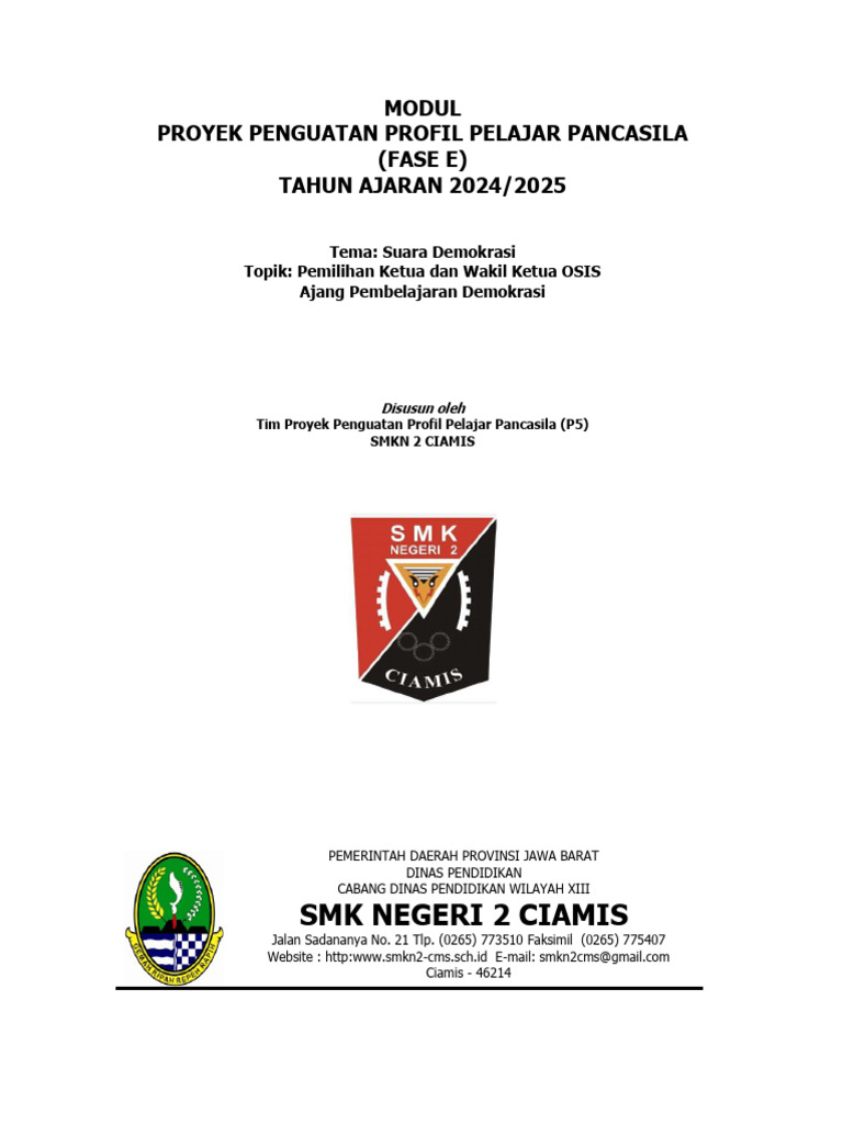 Modul P5 - Fase e - Tema Suara Demokrasi | PDF