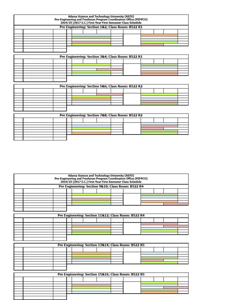Pre Engineering Class Schedule | PDF | Academic Discipline Interactions ...