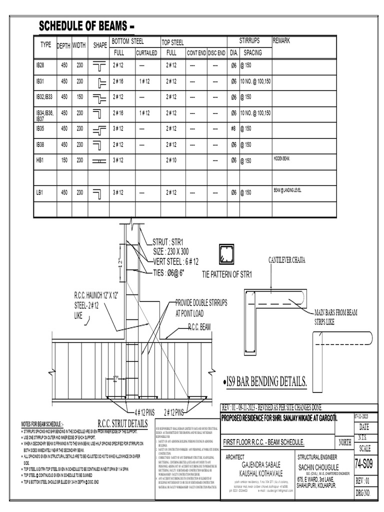 09 - S9 - R1 - First Floor Beam Schedule | PDF | Beam (Structure)