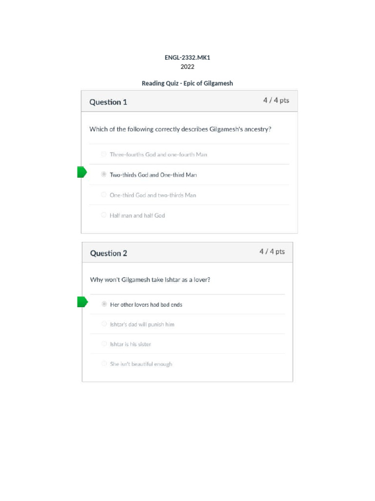 ENGL 2332 MK1 Quiz1 | PDF