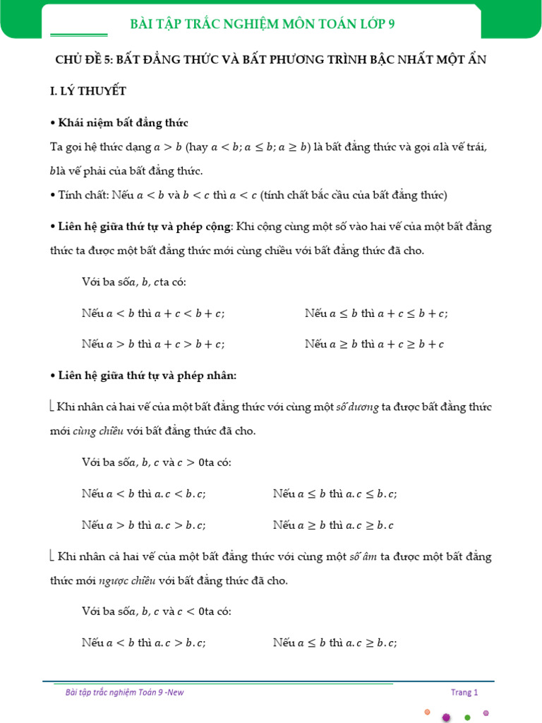 Toan 9 BT Trac Nghiem C2 | PDF