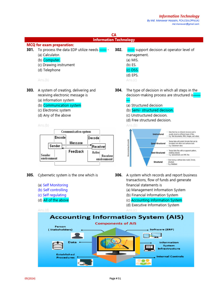 IT MCQs for Exam Preparation Guide | PDF | Central Processing Unit | Computer Data Storage