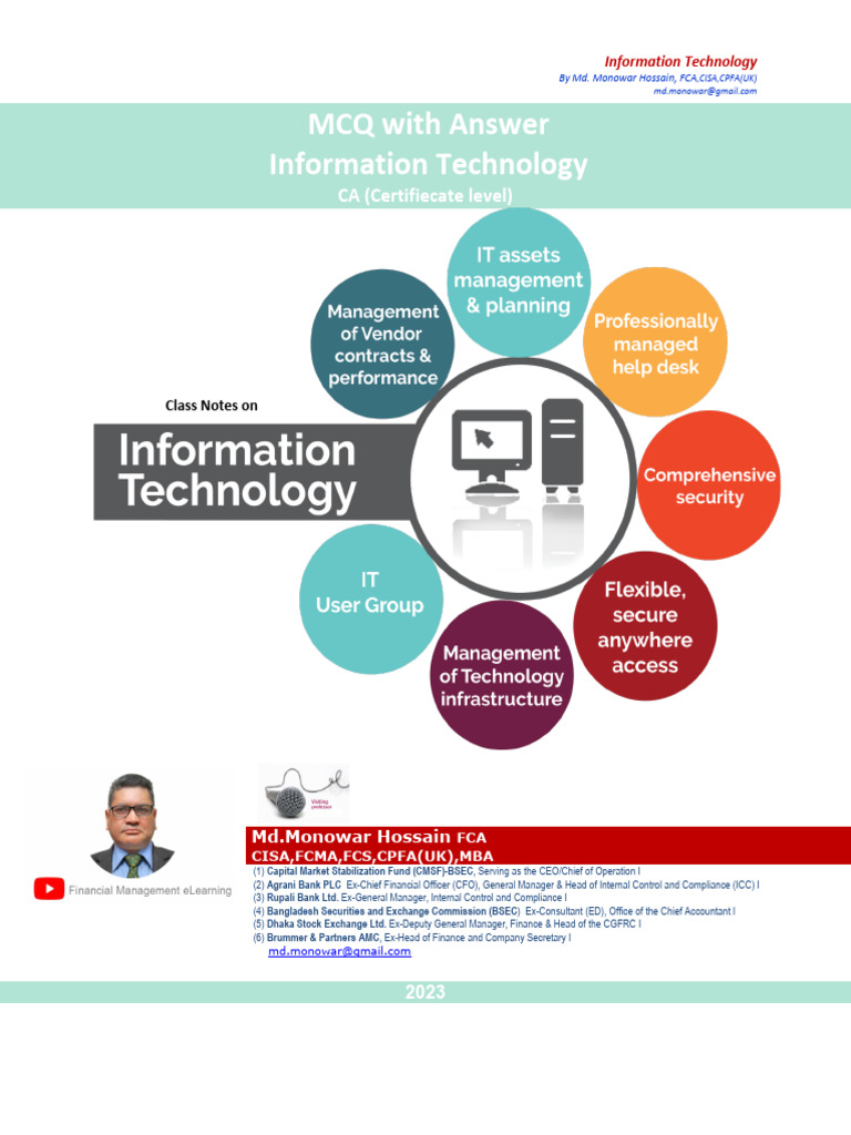 MCQ of CA (CL) - Information Technology (IT) - by MD - Monowar Hossain FCA, CISA | PDF ...
