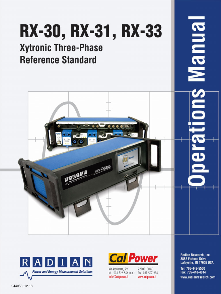 Radian Research RX30 - 31 - 33 Three Phase Reference Standard Usr - Man ...