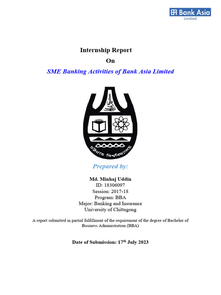intern report(sample) | PDF | Small And Medium Sized Enterprises | Banks