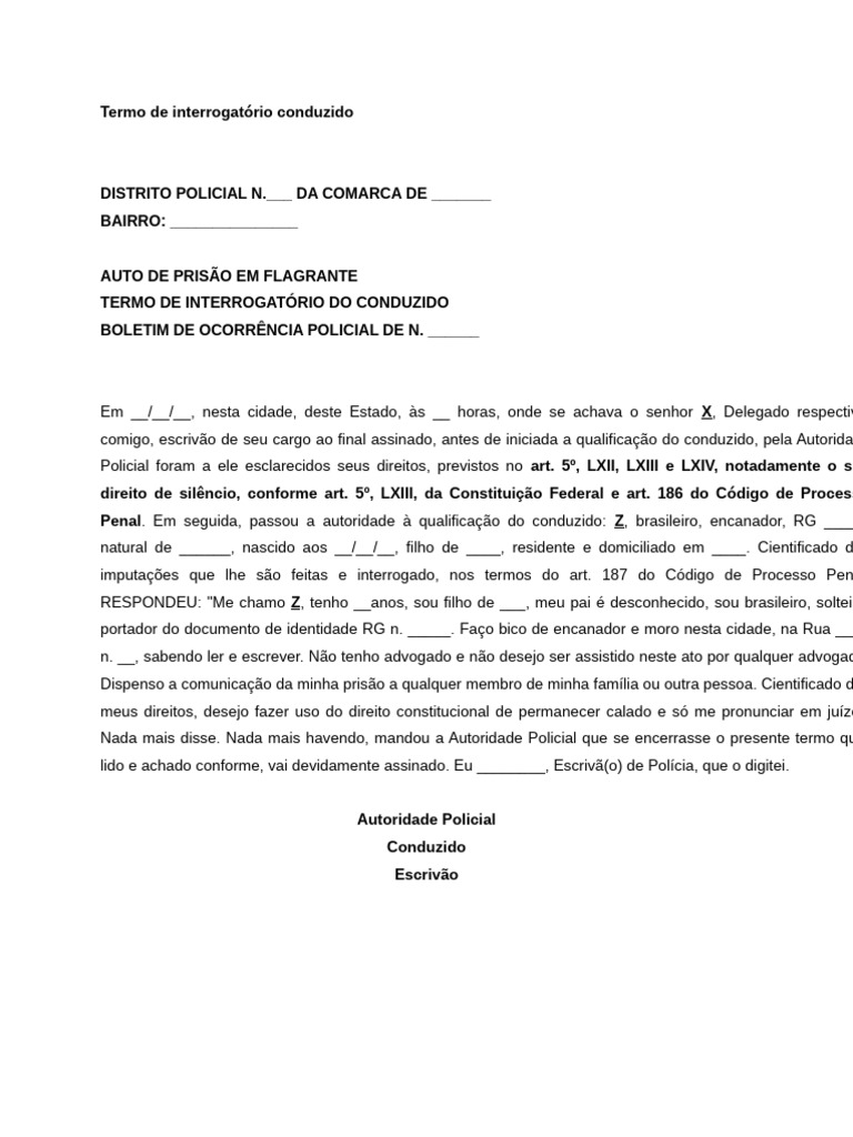 Termo de Interrogatório Conduzido | PDF
