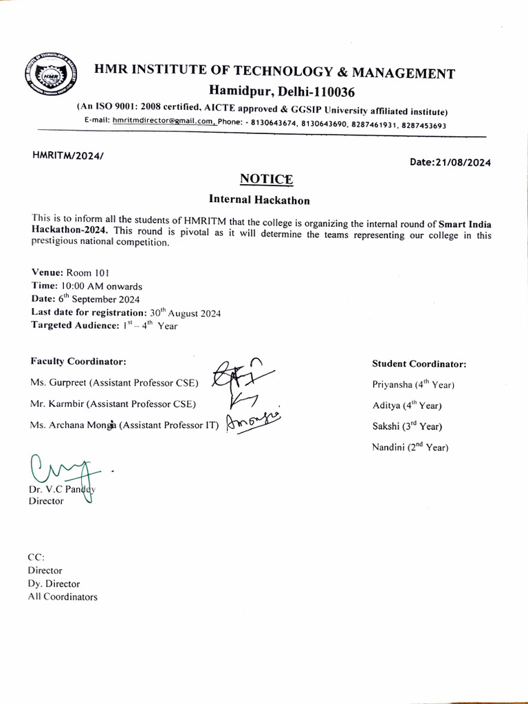 SIH Notice | PDF | Computers | Technology & Engineering