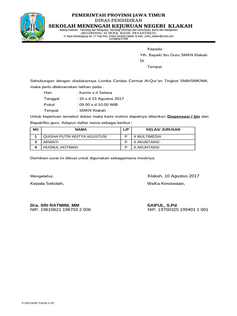 Dispensasi CCQ | PDF
