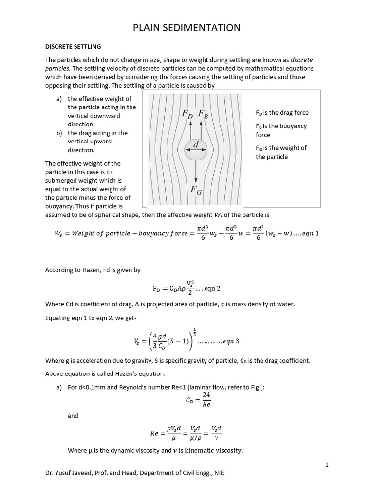 Sedimentation Plain Yj-1 | PDF | Physical Quantities | Mechanics