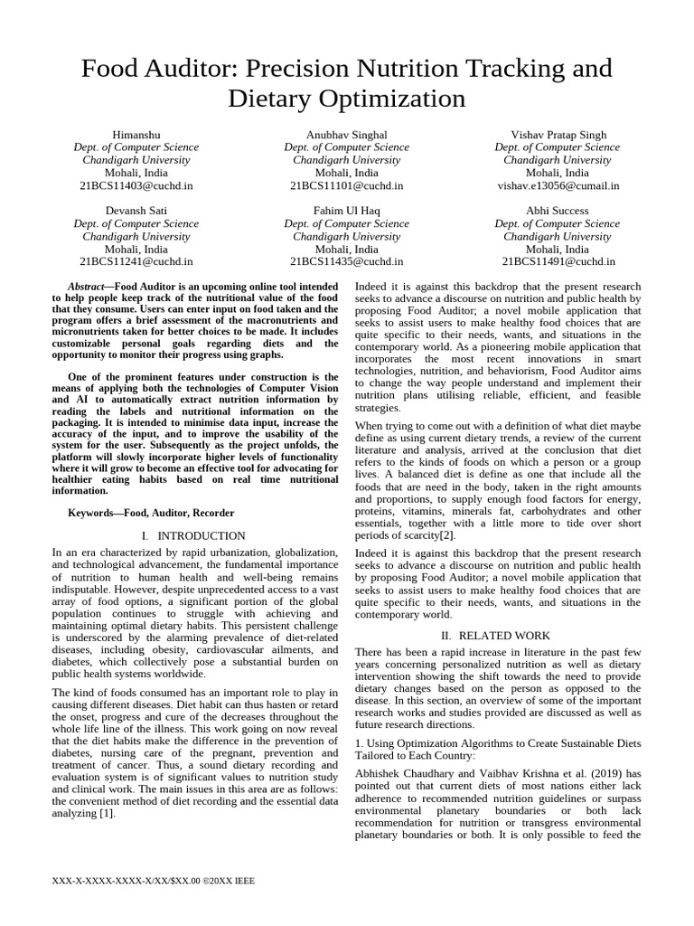 Research Paper_Food_Auditor 3 | PDF | Fat | Diet (Nutrition)