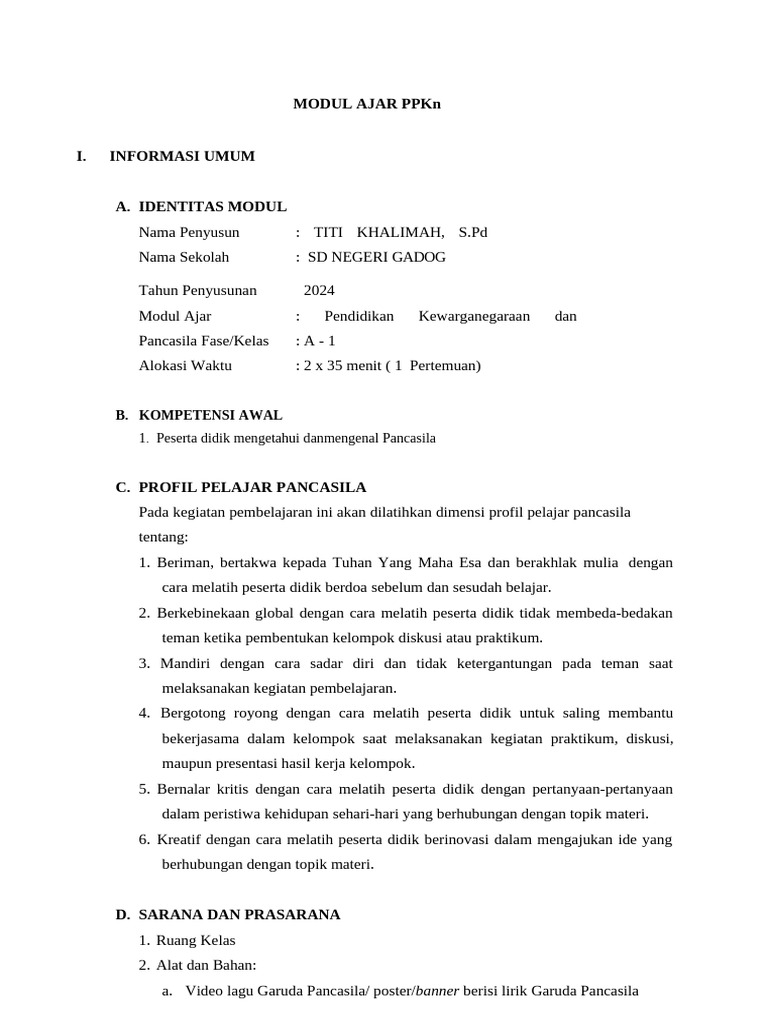 Modul Ajar - Dian Komalasari - X952408635 | PDF