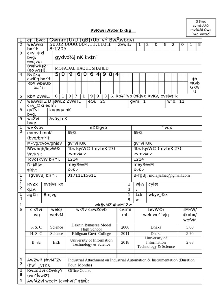Job Application Form | PDF