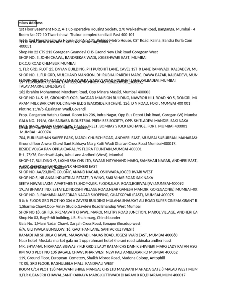 Addresses for Geocoding | PDF | Mumbai