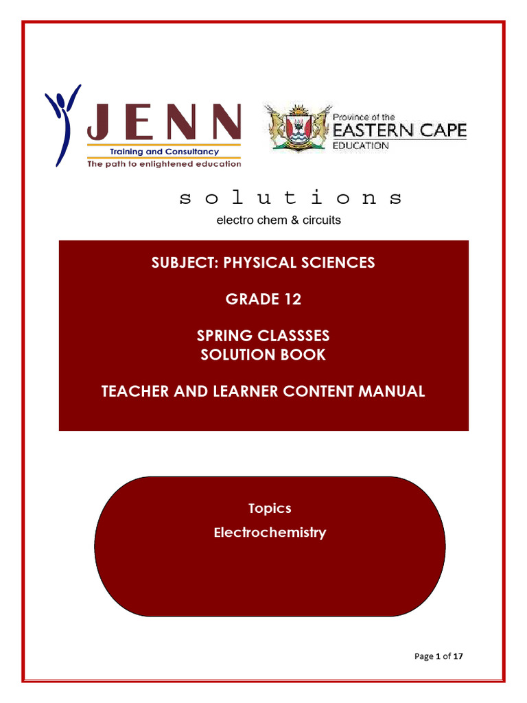 Jenn=Phy Sciences Spring Solutions | PDF | Redox | Zinc