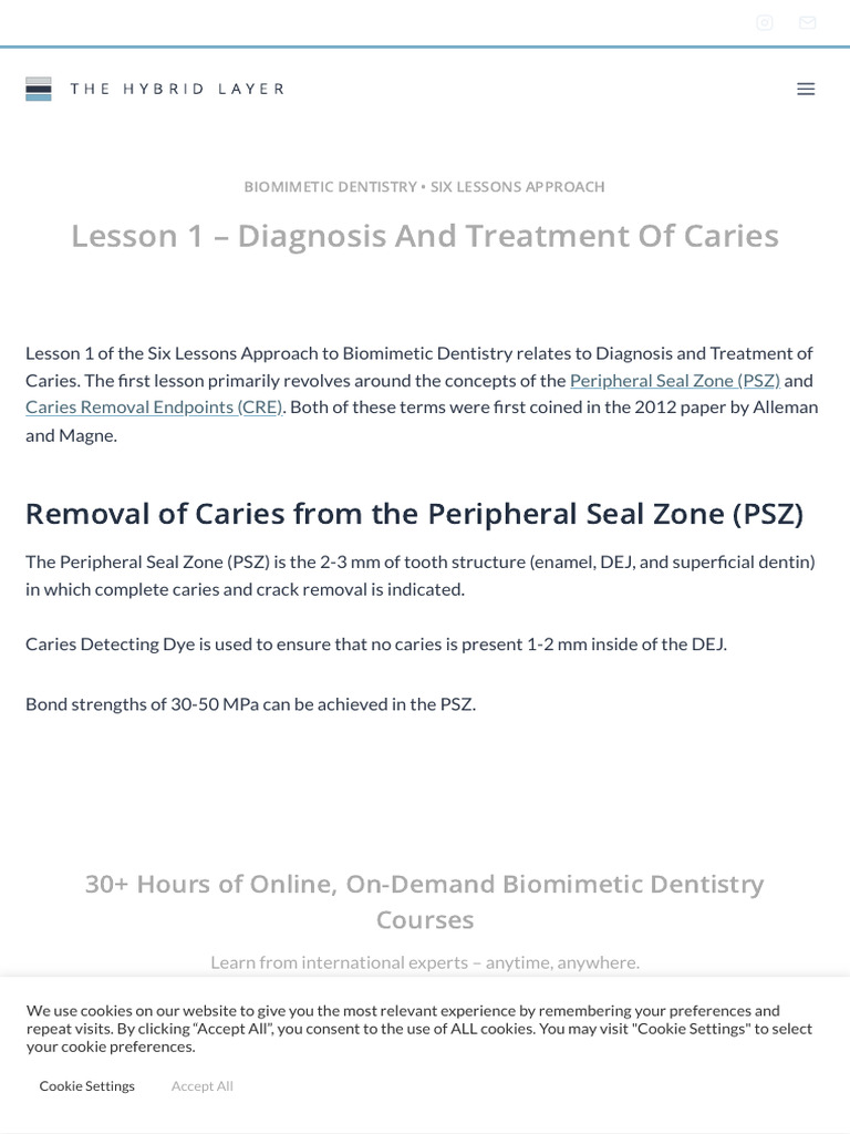 Lesson 1 - Diagnosis and Treatment of Caries - The Hybrid Layer | PDF ...