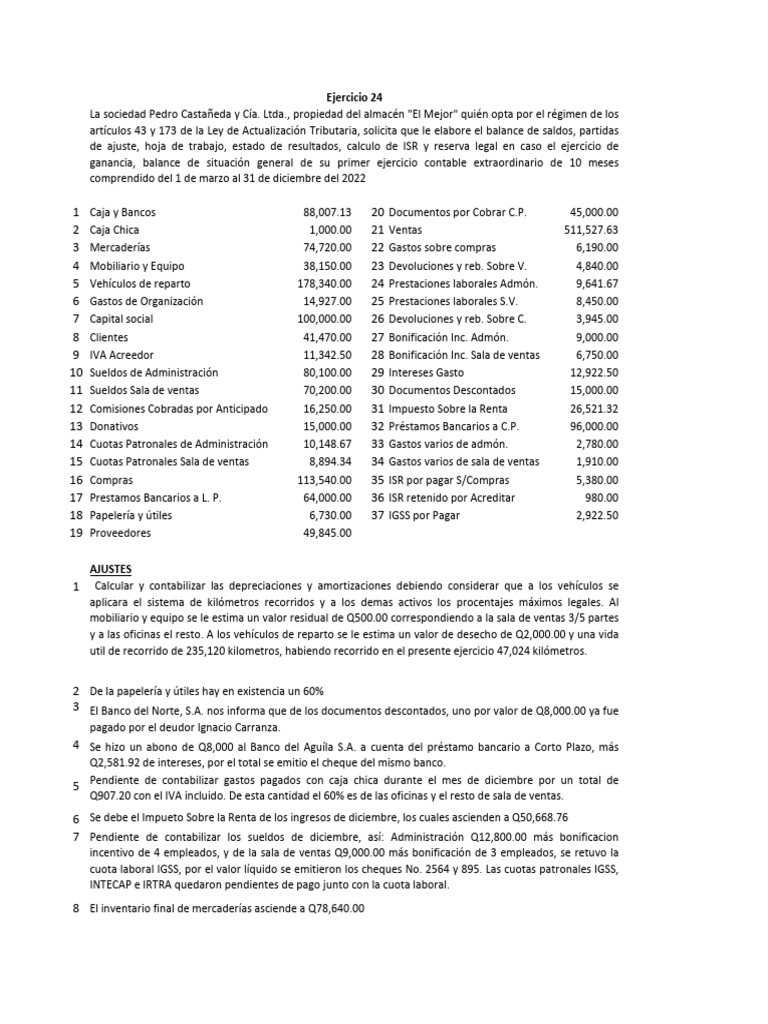 Ejercicio 24 | PDF | Impuesto sobre la renta | Dinero