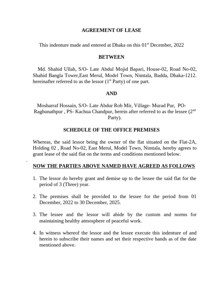 Mosharraf Hossain | PDF | Lease | Landlord–Tenant Law