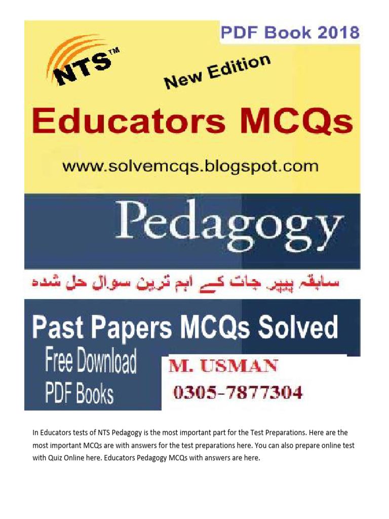 Educators Pedagogy MCQs Book | PDF Educators Pedagogy MCQs Book | PDF